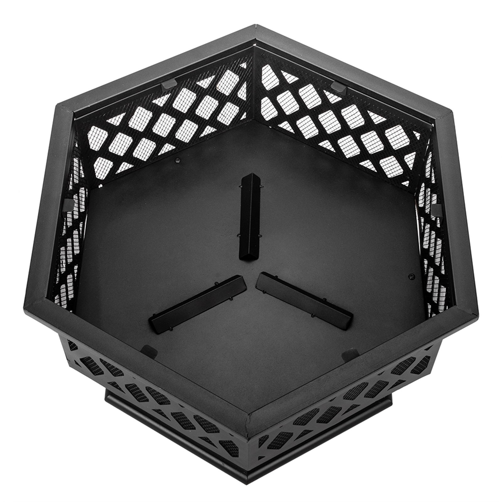 24" Hexagonal Shaped Iron Brazier Wood Burning Fire Pit Decoration for ...